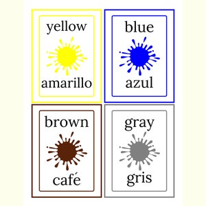 Spanish Color Flashcard Printable, Spanish to English Printable ...