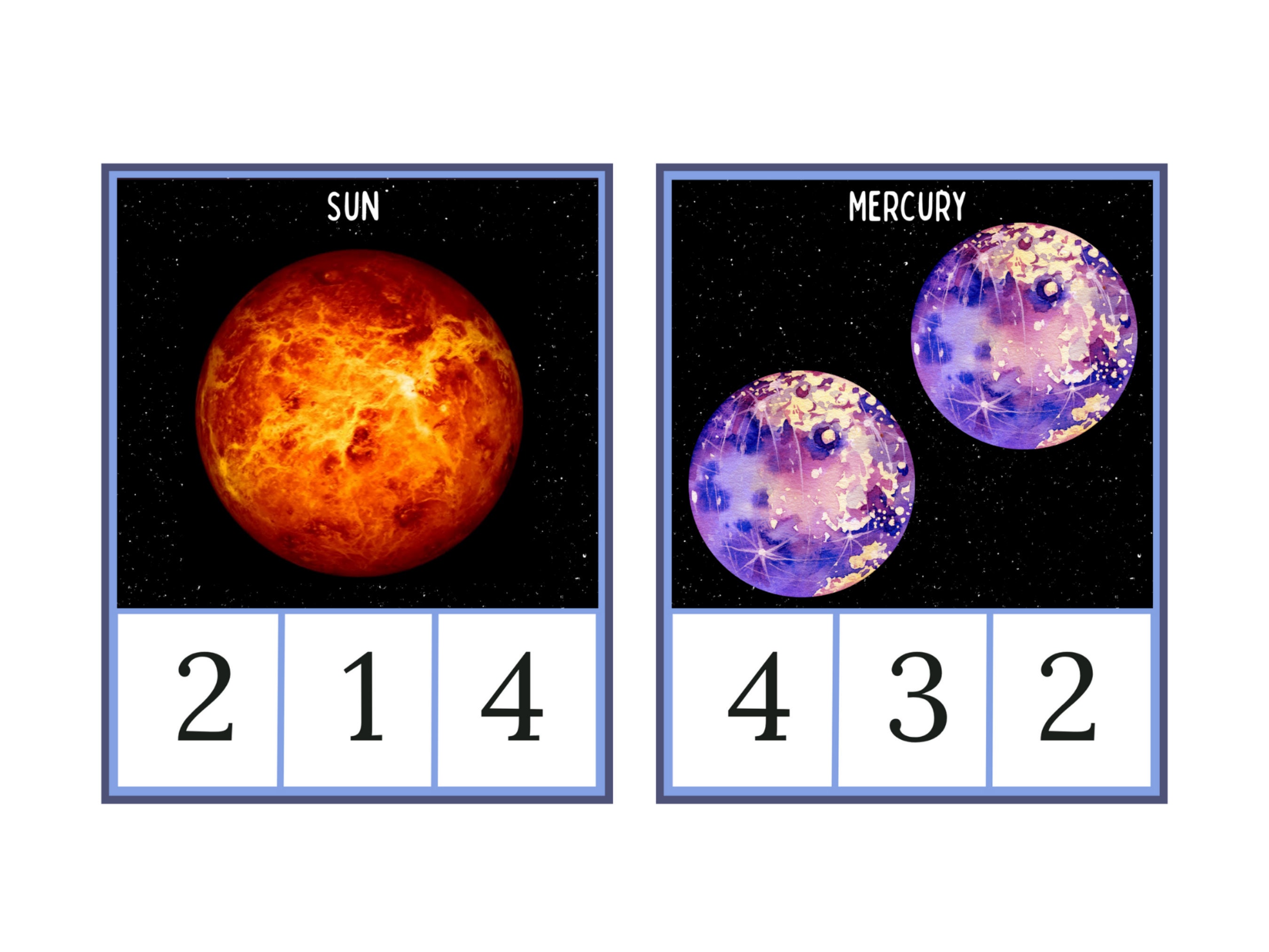 Planets Count and Clip Cards Solar System Counting Clip - Etsy