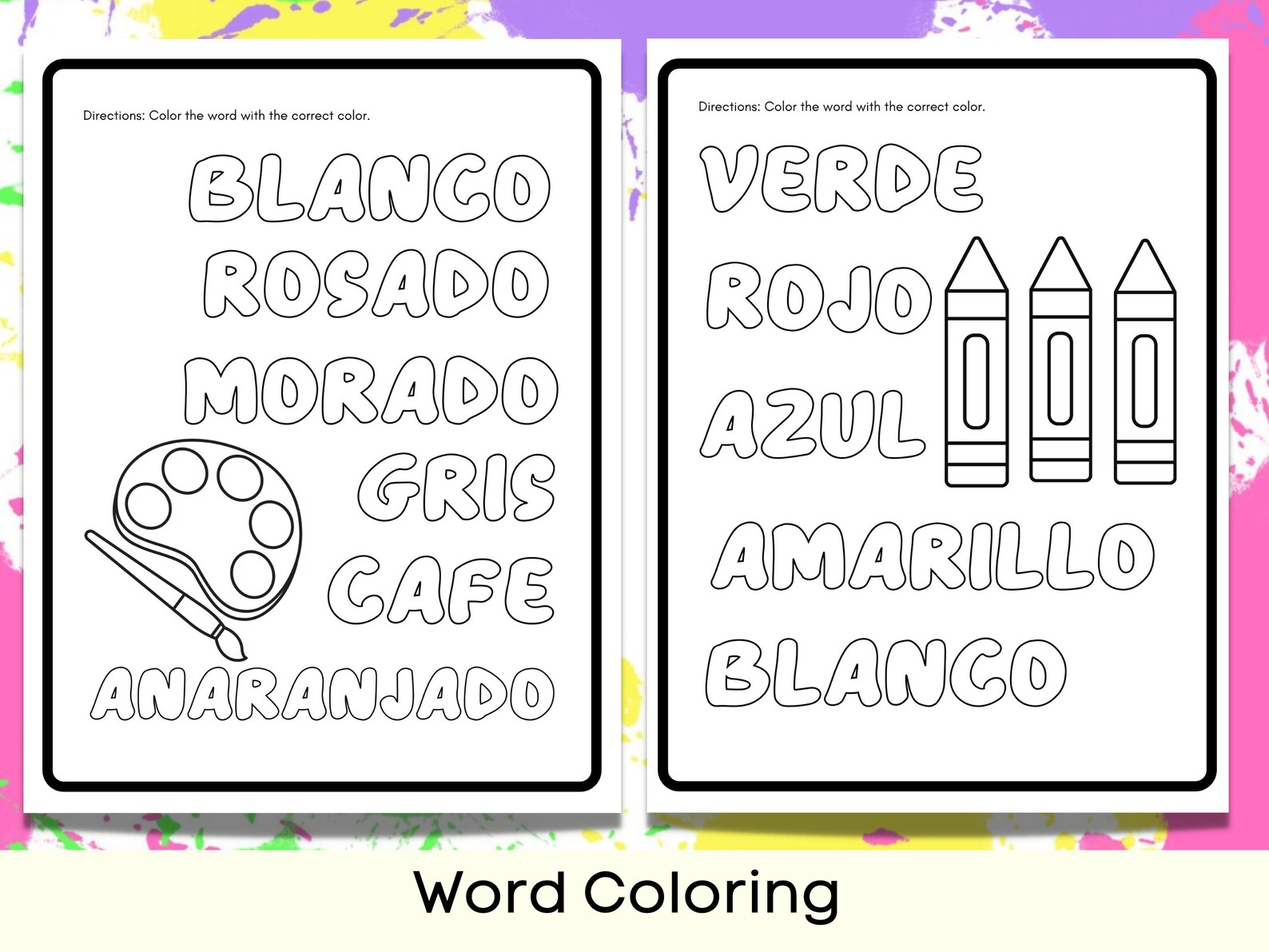 Spanish Color Worksheets Printable, Colors in Spanish Practice ...