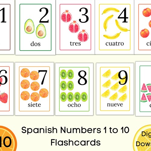 Counting in Spanish 1 10 Spanish Number Flashcards - Etsy