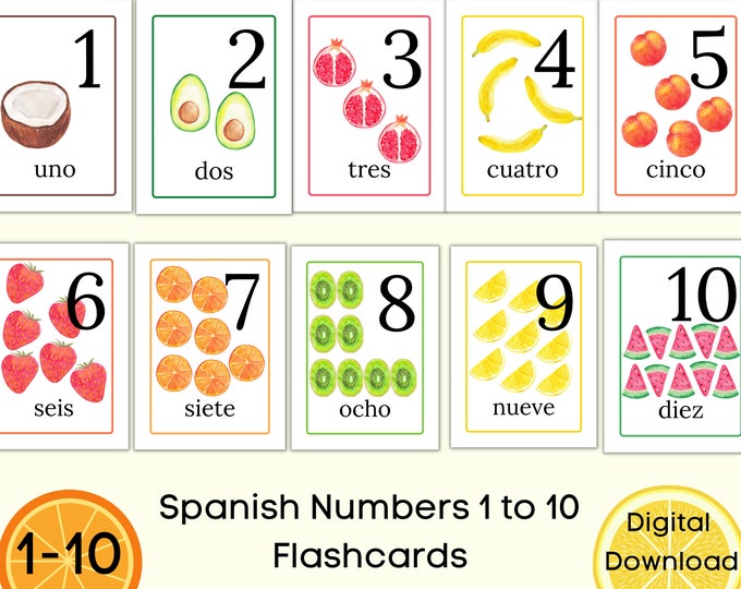 Counting in Spanish 1 -10, Spanish Number Flashcards Printable ...