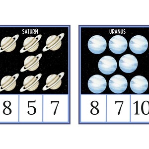 Planets Count and Clip Cards, Solar System Counting Clip Cards ...