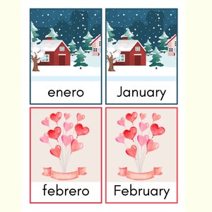 Spanish and English Months of the Year Flashcards With Pictures ...
