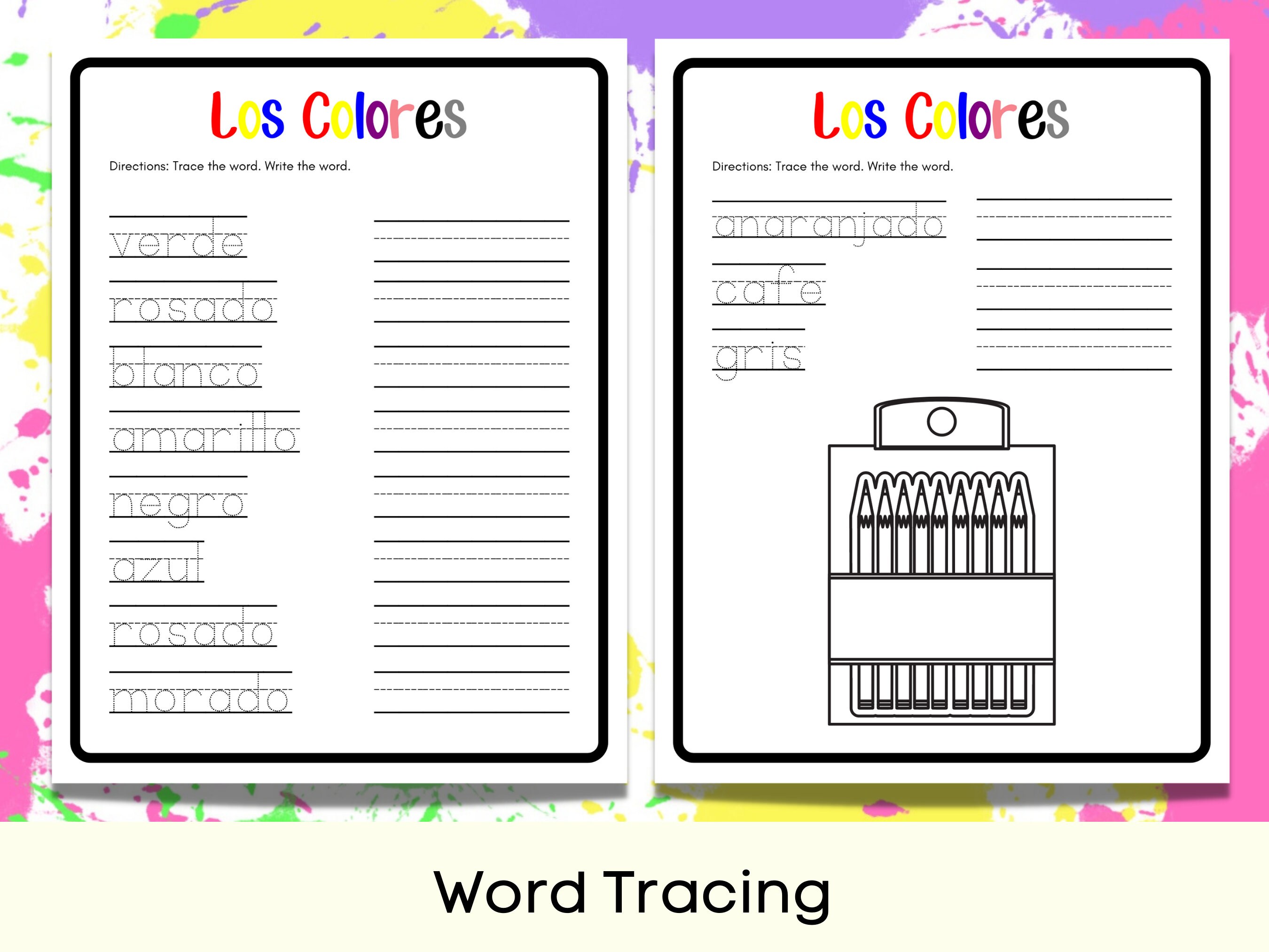 Spanish Color Worksheets Printable, Colors in Spanish Practice ...
