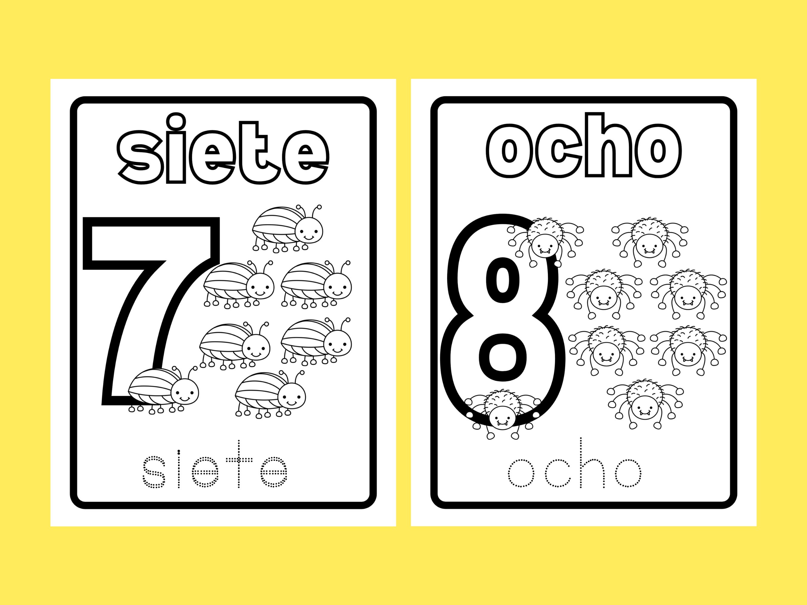 Spanish Numbers 1-10 Coloring Pages Printable Practice | Etsy UK