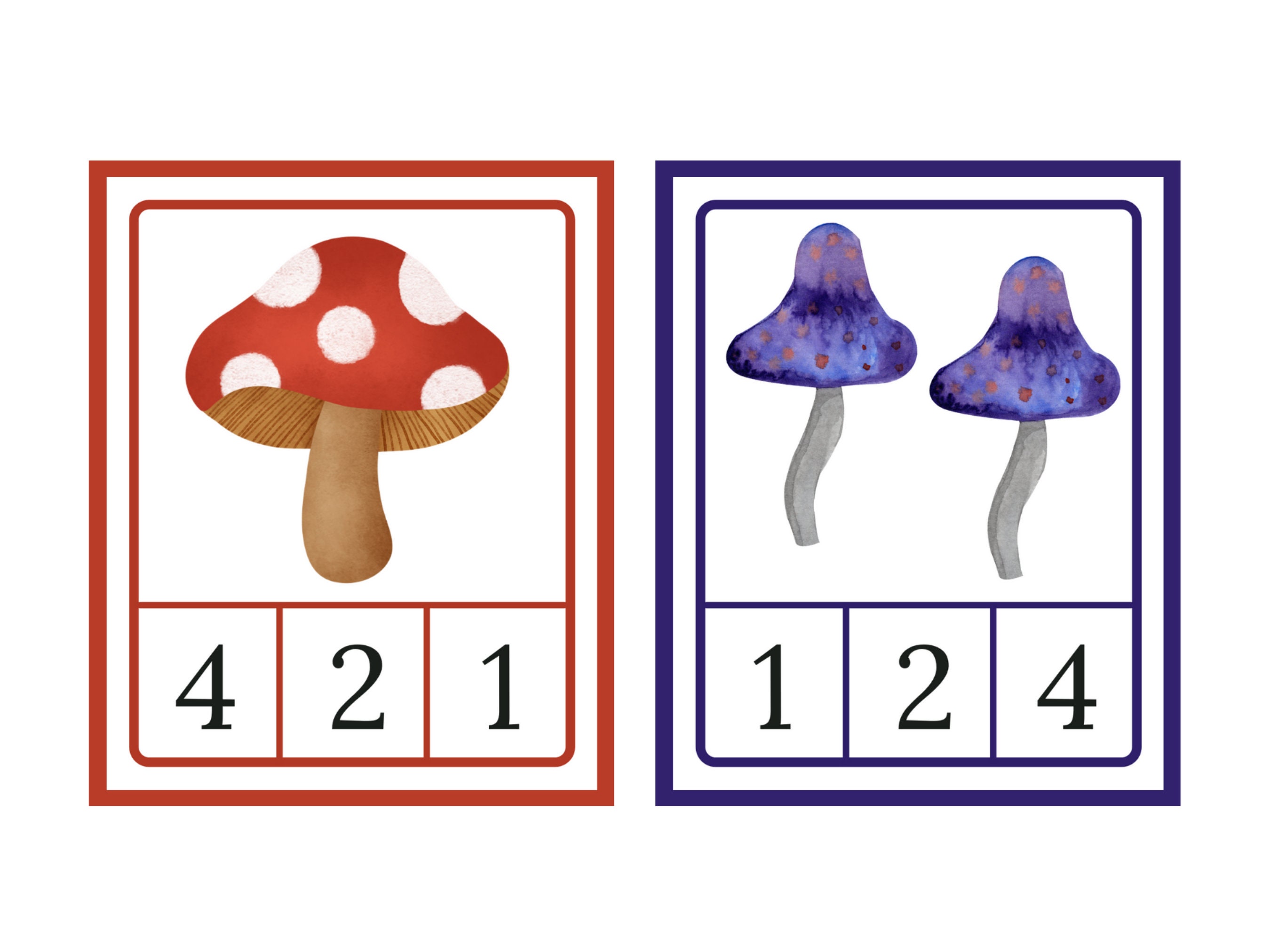 Mushroom Counting and Clip Cards, Montessori Counting 1-10, Preschool ...