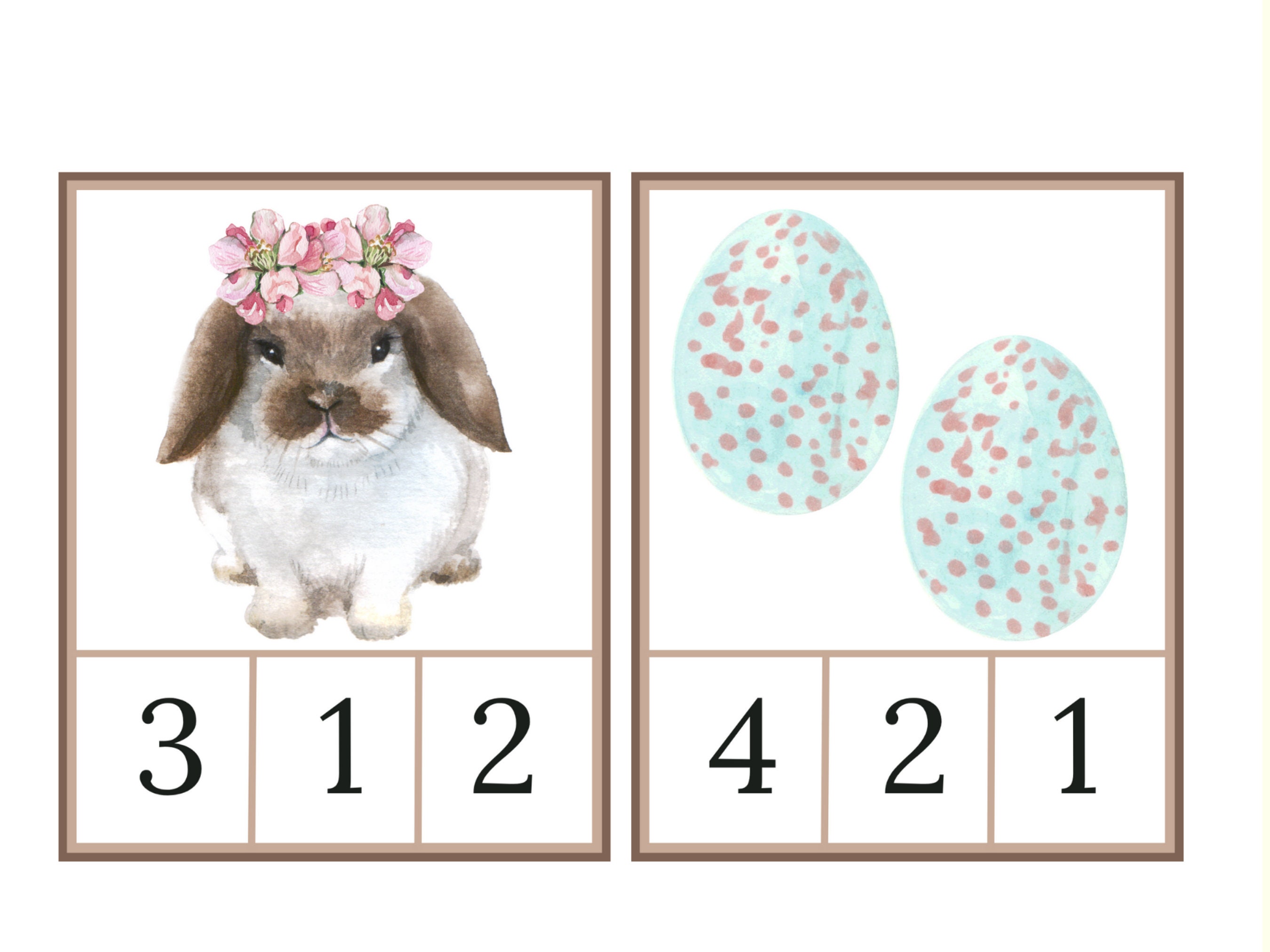 Easter Count and Clip Cards, Easter Bunny and Eggs, Montessori Counting ...