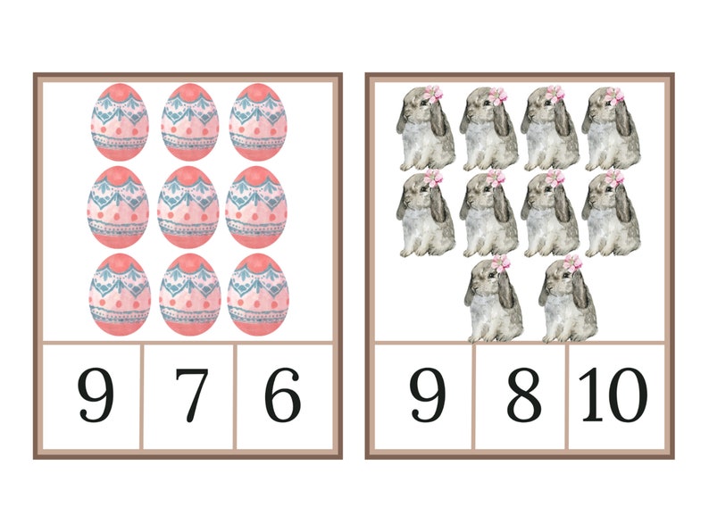 Easter Count and Clip Cards, Easter Bunny and Eggs, Montessori Counting ...