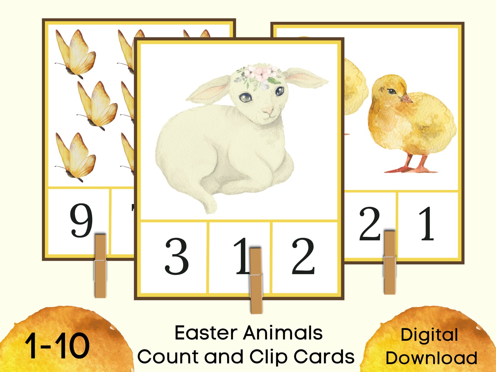 Easter Count and Clip Cards, Montesorri Counting 1-10, Homeschool ...
