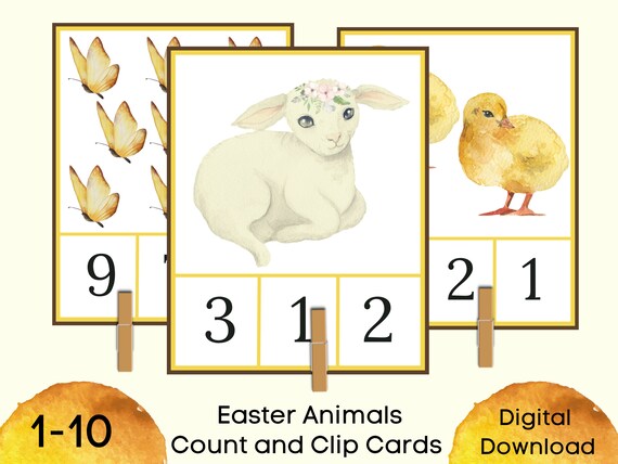 Easter Count and Clip Cards Montesorri Counting 1-10 - Etsy