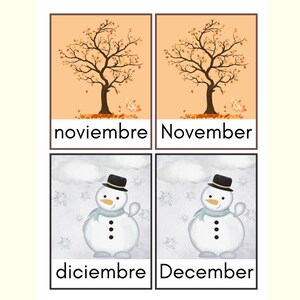 Spanish and English Months of the Year Flashcards With Pictures ...