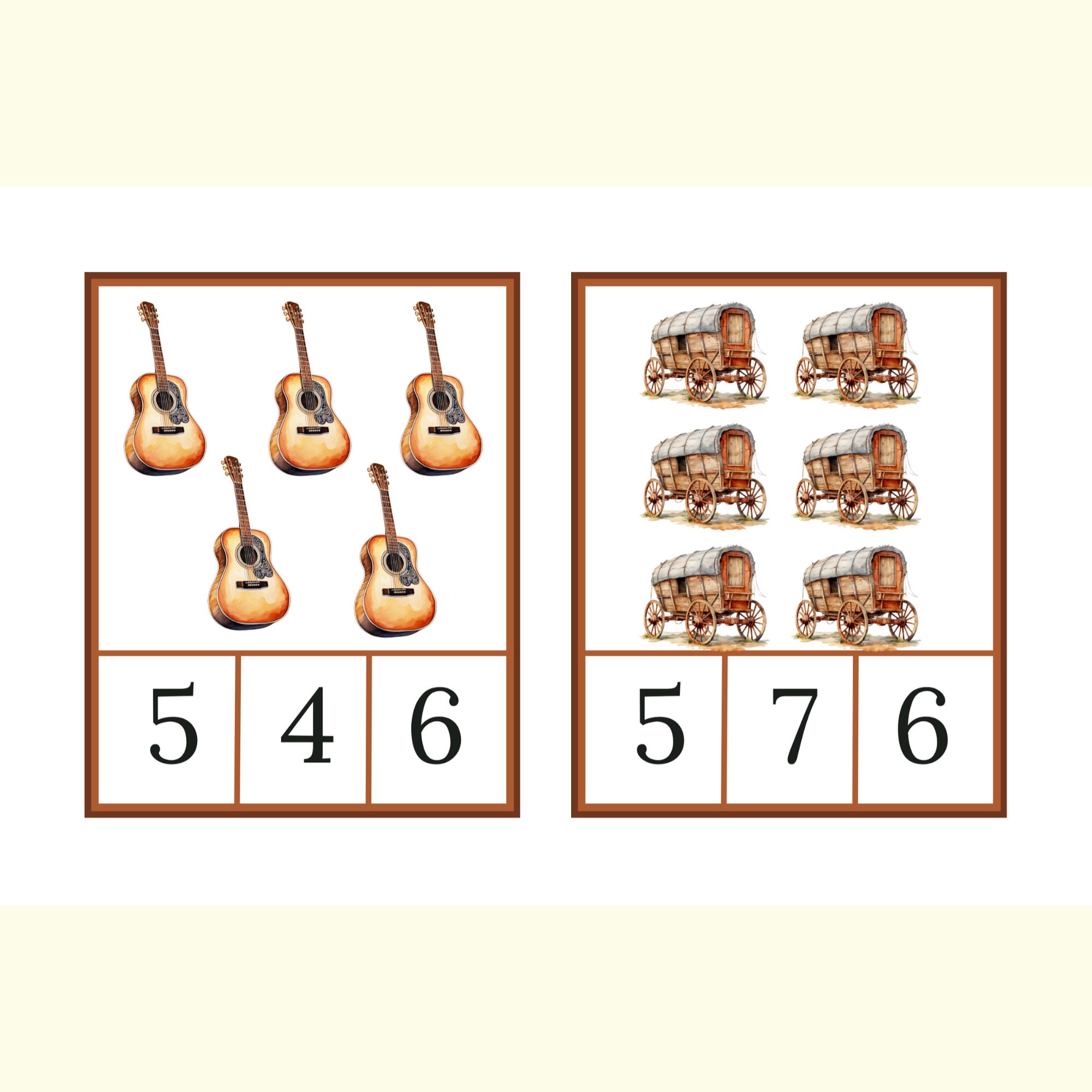 Western Themed Count and Clip Cards, Homeschool and Early Education ...