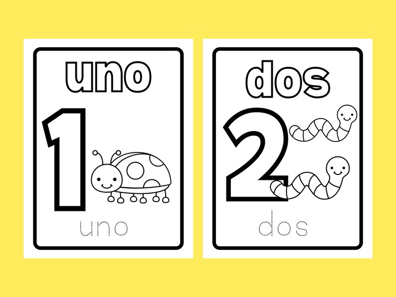 Spanish Numbers 1-10 Coloring Pages Printable, Practice Counting in ...