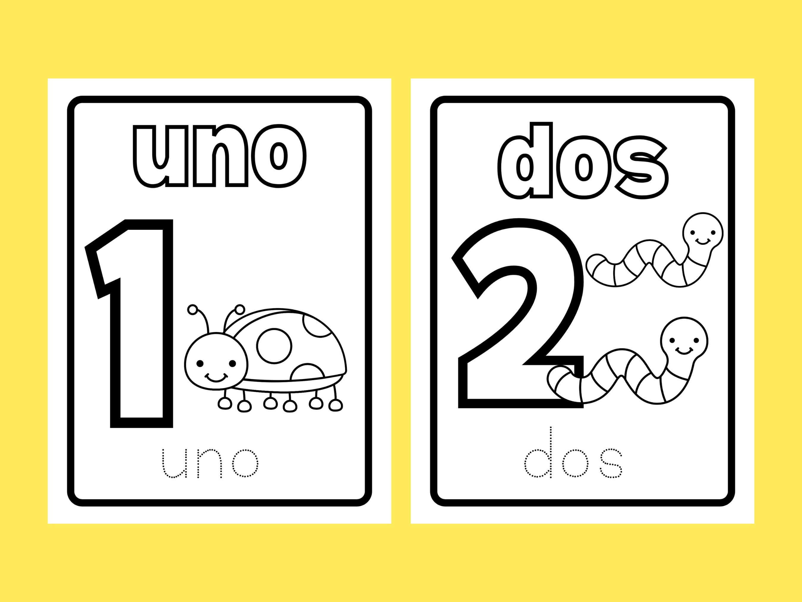 Spanish Numbers 1-10 Coloring Pages Printable, Practice Counting in ...