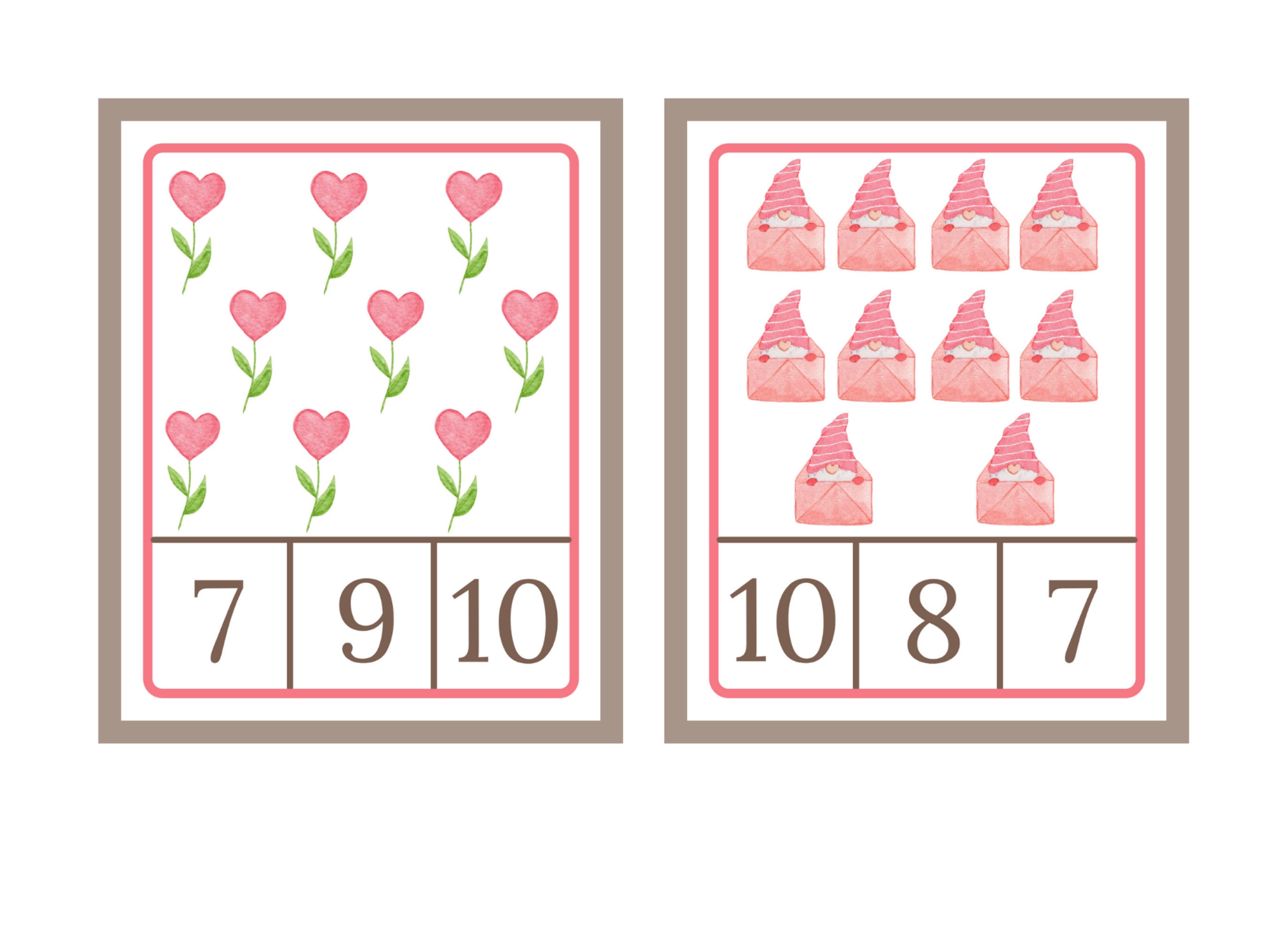 Valentine's Day Gnome Counting Clip Cards, Montessori Counting 1-10 ...