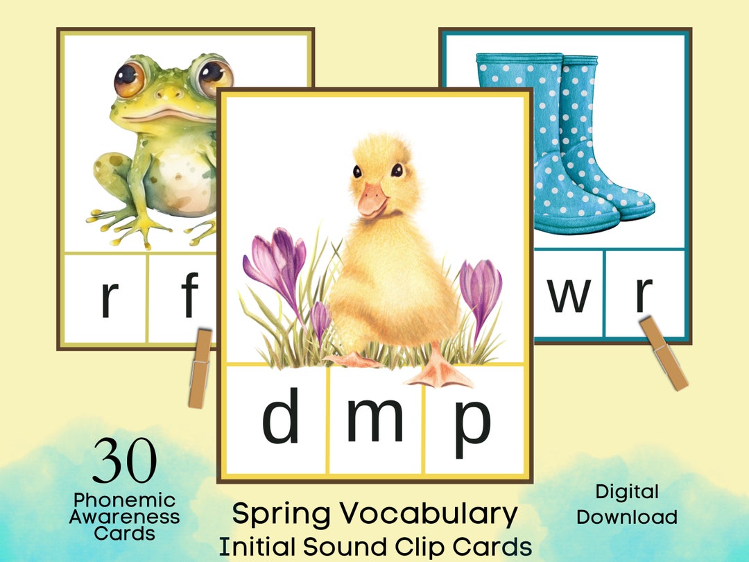 Spring Words Phonemic Awareness Beginning Sound Clip Card; Phonics ...
