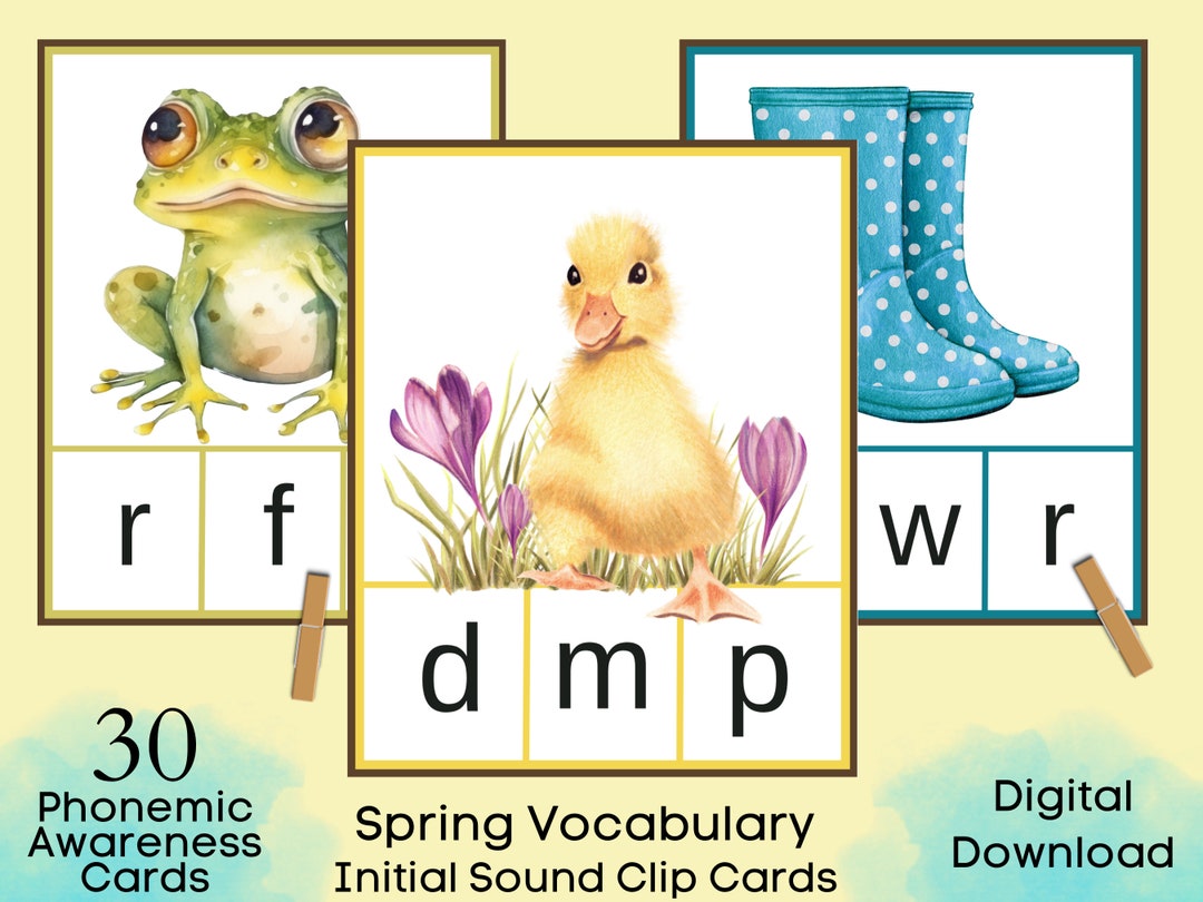 Spring Words Phonemic Awareness Beginning Sound Clip Card Phonics ...