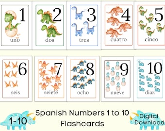 Counting in Spanish 1 -10, Spanish Number Flashcards Printable ...