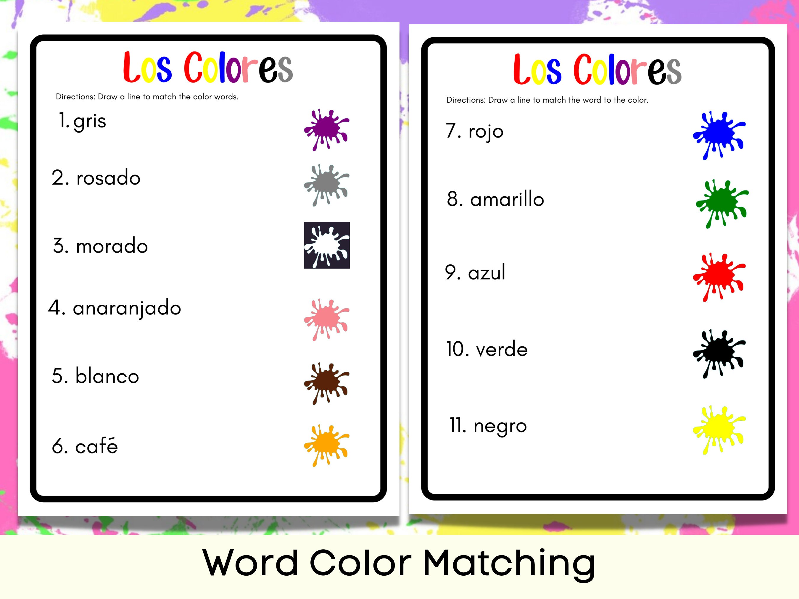 Spanish Color Worksheets Printable, Colors in Spanish Practice ...