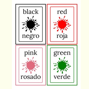 Spanish Color Flashcard Printable, Spanish to English Printable ...
