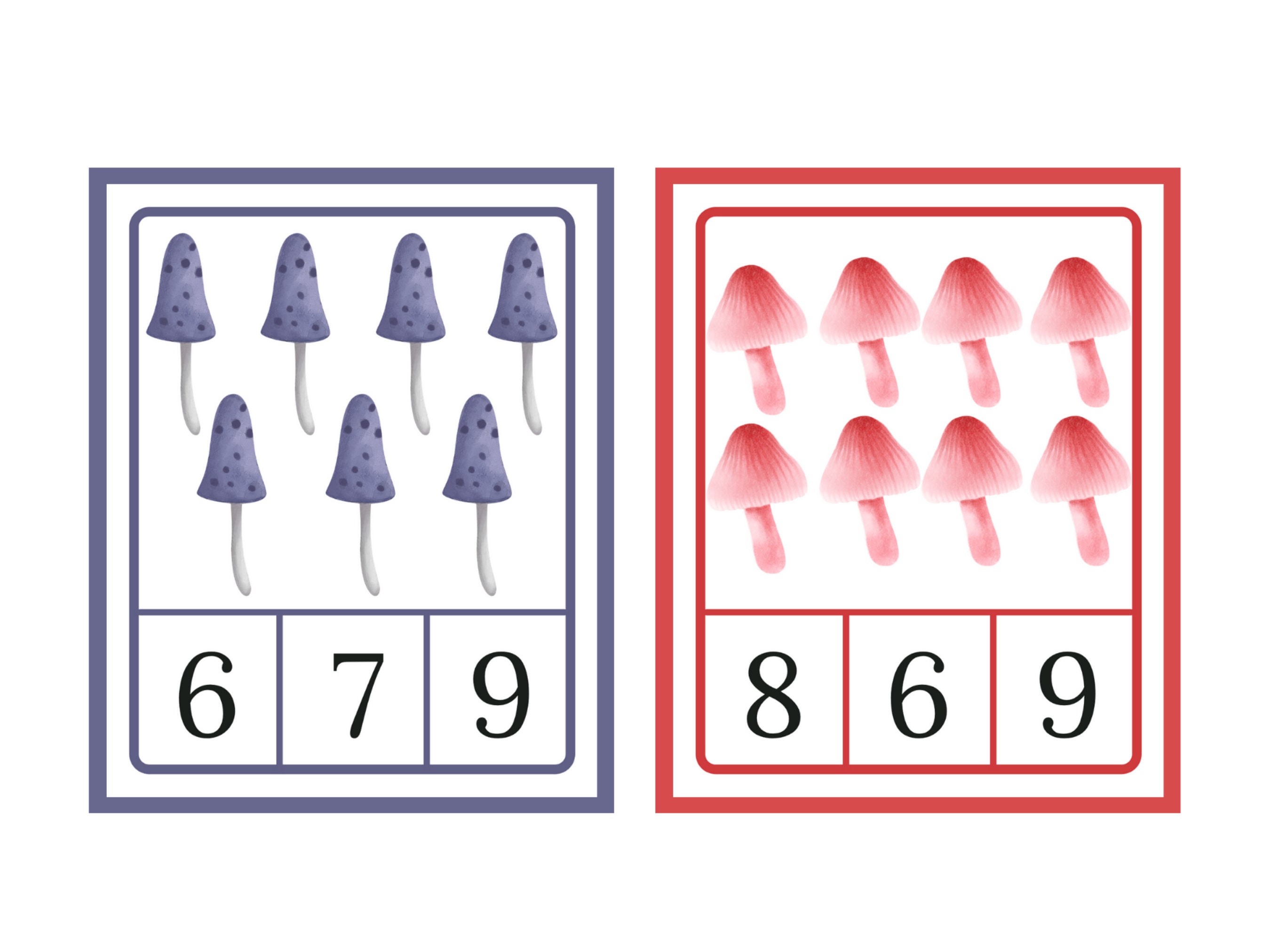 Mushroom Counting and Clip Cards, Montessori Counting 1-10, Preschool ...