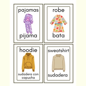 Spanish Clothing Flashcards Printable 31 Spanish Flashcards - Etsy