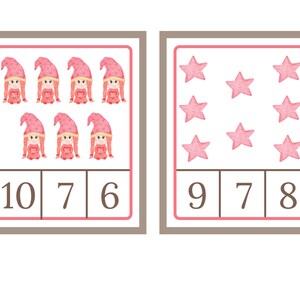 Valentine's Day Gnome Counting Clip Cards, Montessori Counting 1-10 ...