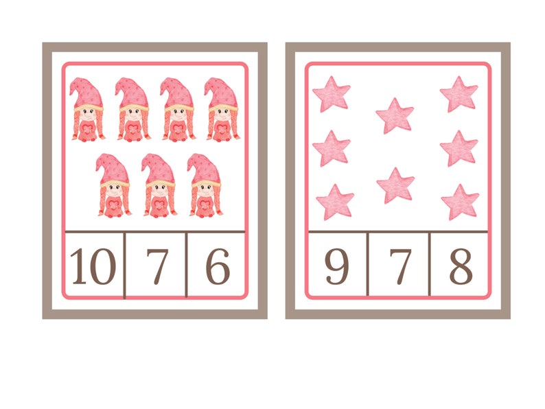 Valentine's Day Gnome Counting Clip Cards, Montessori Counting 1-10 ...