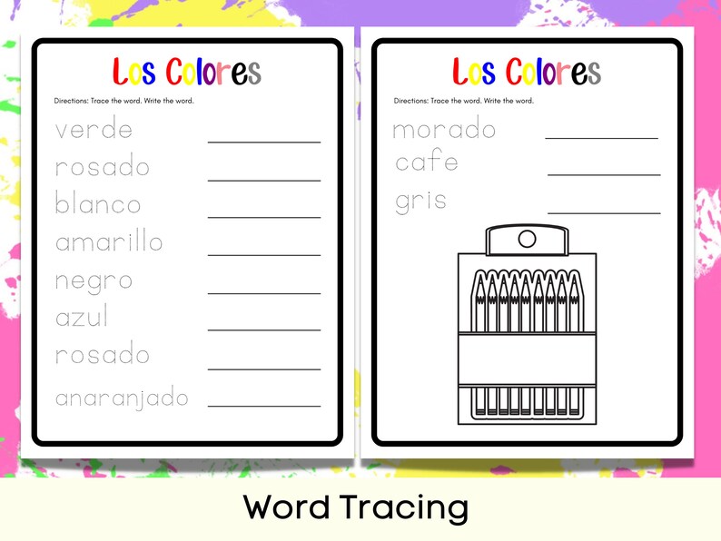 Spanish Color Worksheets Printable, Colors in Spanish Practice ...