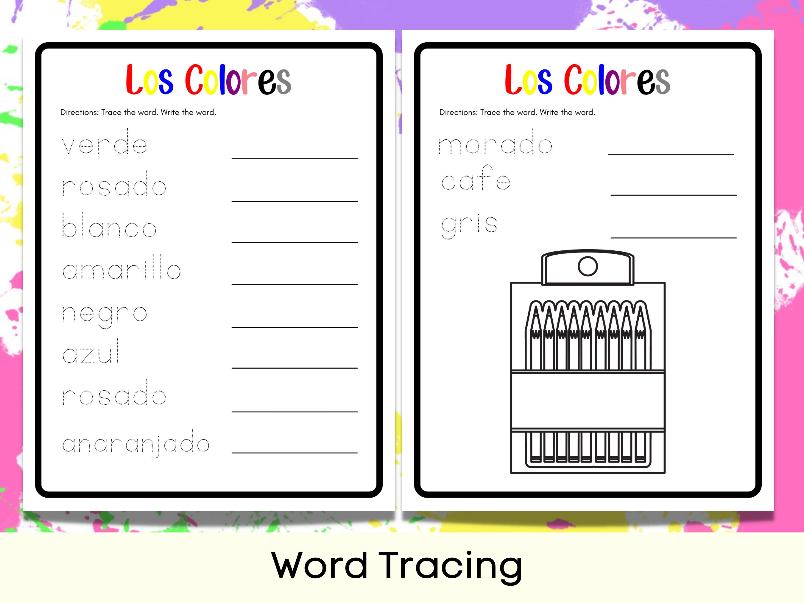 Spanish Color Worksheets Printable, Colors in Spanish Practice ...