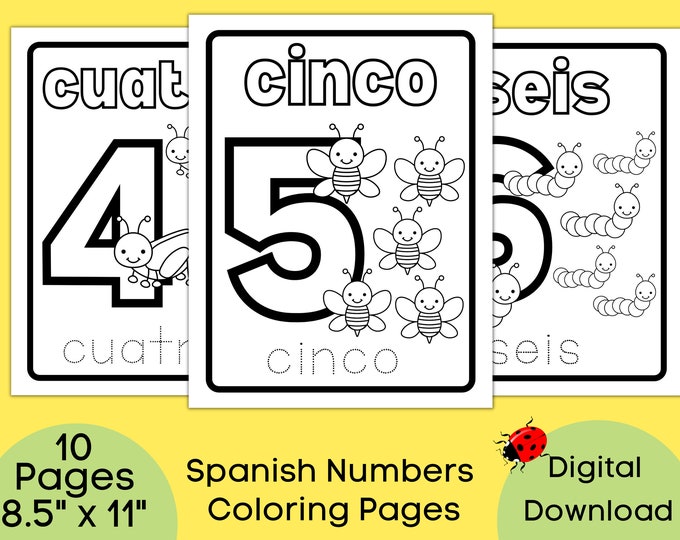 Spanish Numbers 1-10 Coloring Pages Printable, Practice Counting in ...