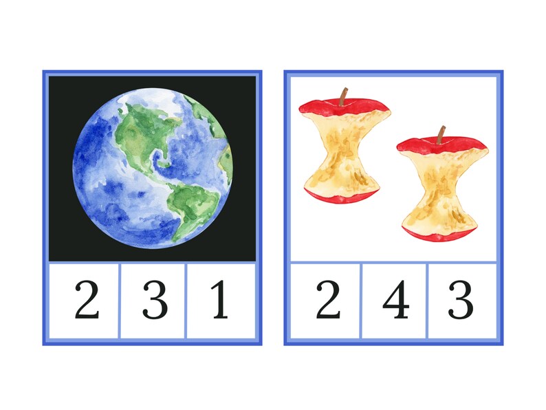 Earth Day Count and Clip Cards, Montesorri Counting 1-10, Homeschool ...