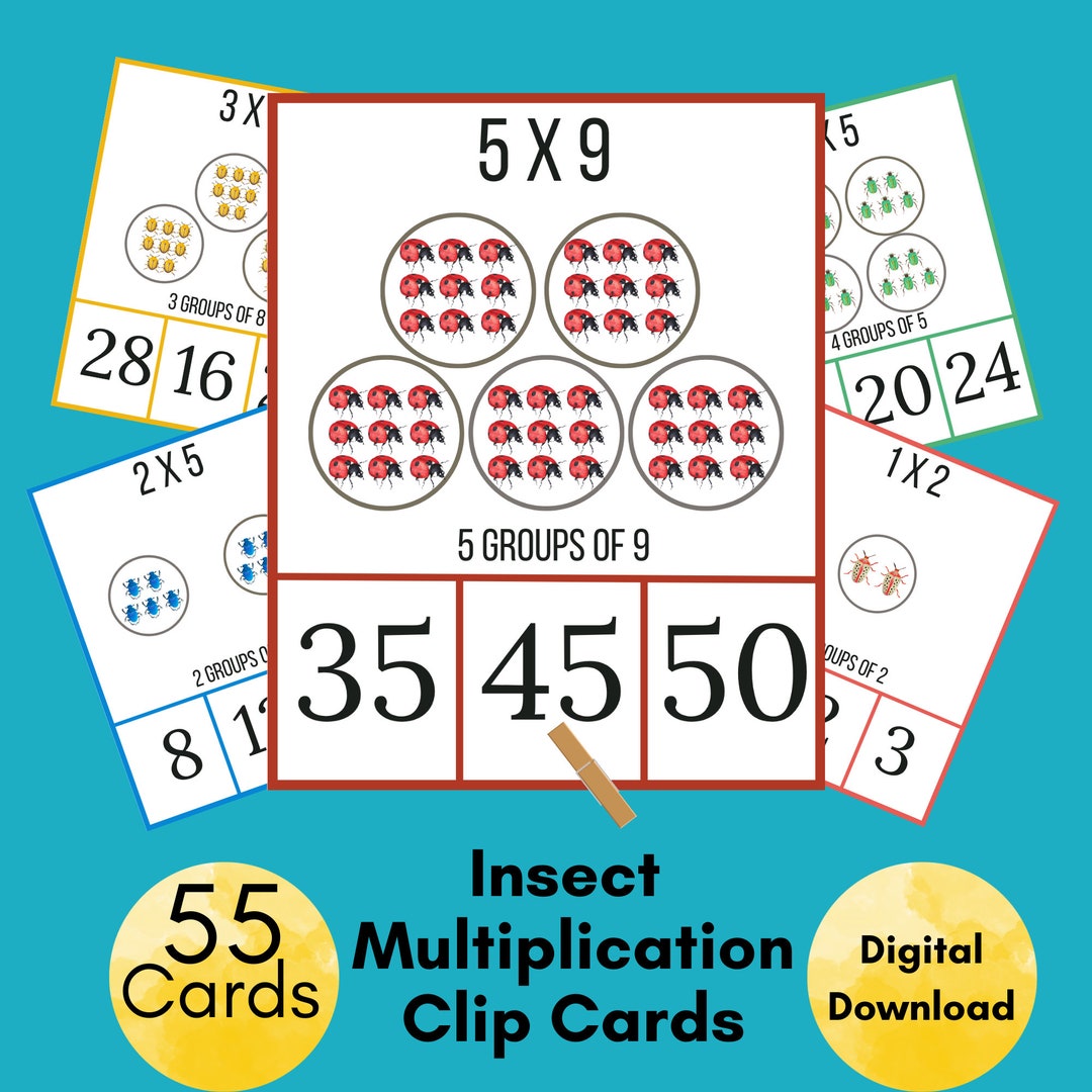 Spring Insect Multiplication Clip Cards, Multiples of 1 - 5, Homeschool ...
