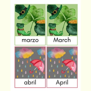 Spanish and English Months of the Year Flashcards With Pictures ...