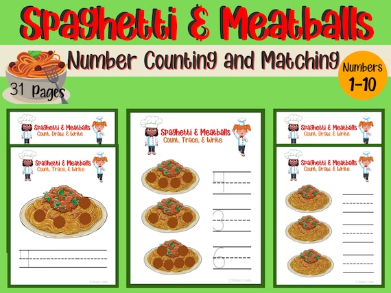 Spaghetti and Meatballs Number Counting and Matching - Etsy