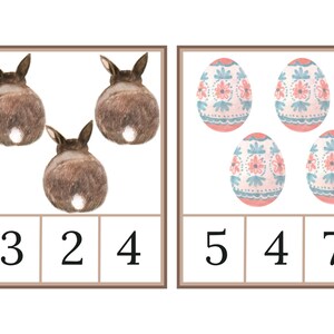 Easter Count and Clip Cards, Easter Bunny and Eggs, Montessori Counting ...