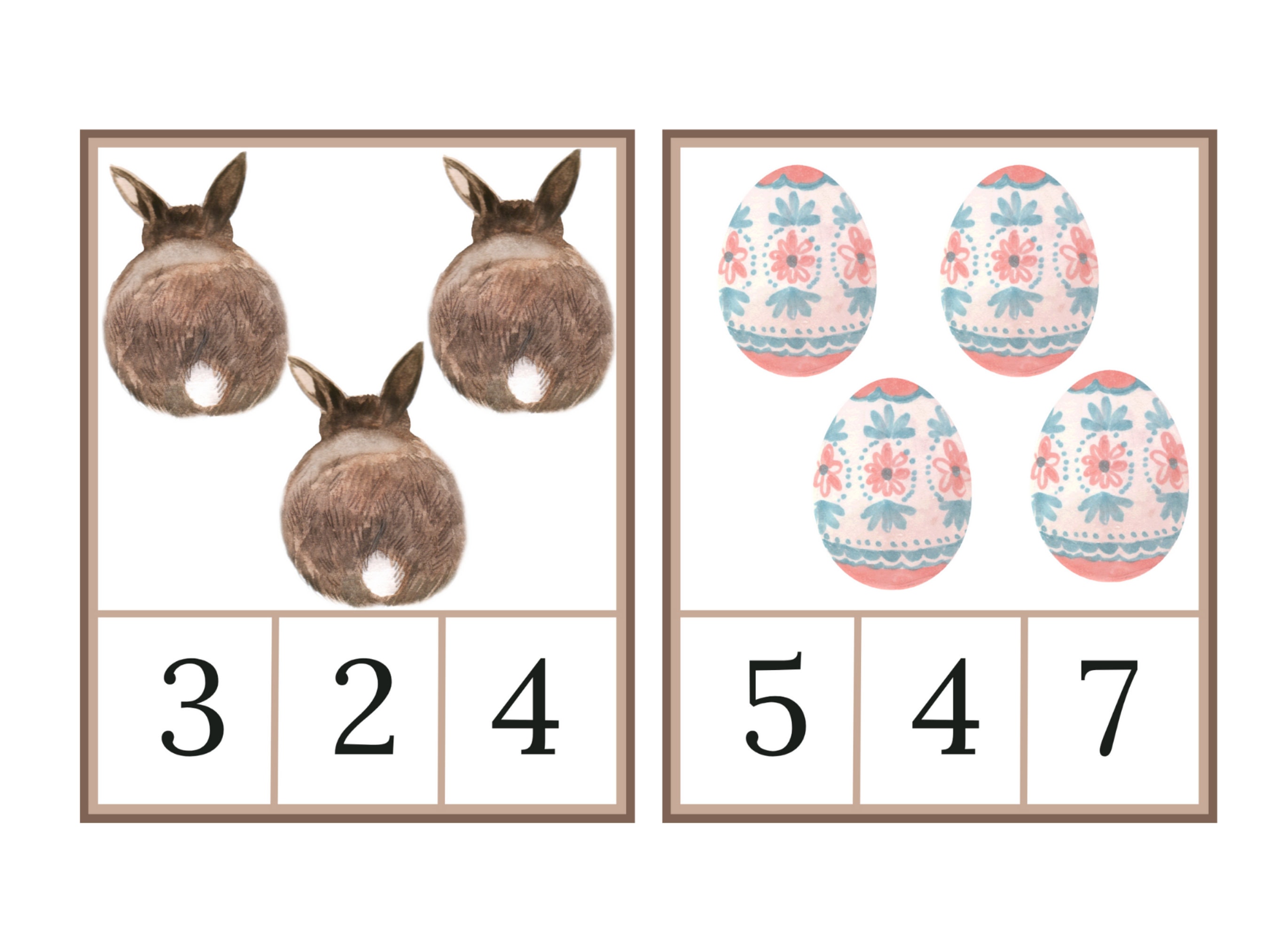 Easter Count and Clip Cards, Easter Bunny and Eggs, Montessori Counting ...