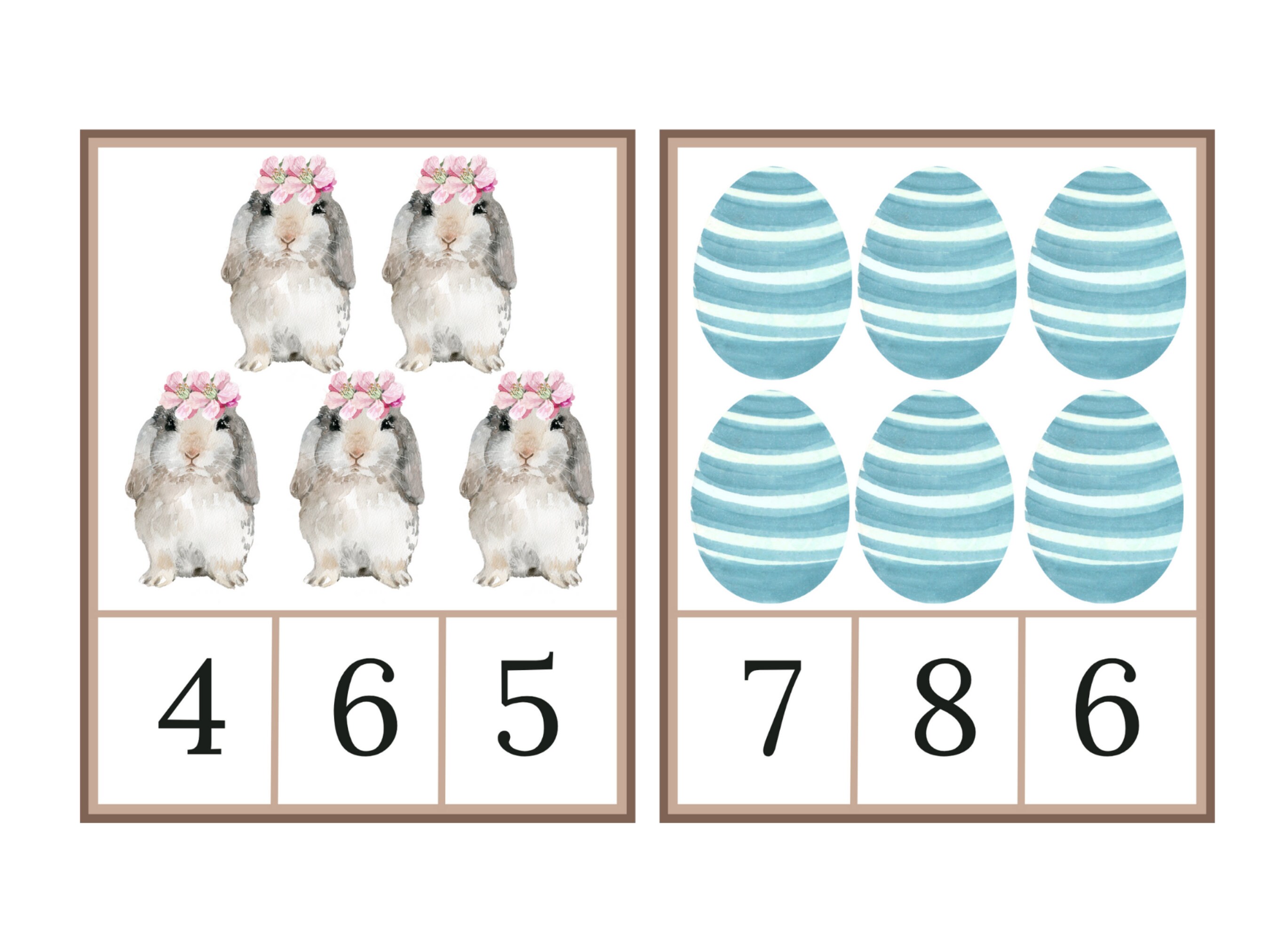 Easter Count and Clip Cards, Easter Bunny and Eggs, Montessori Counting ...