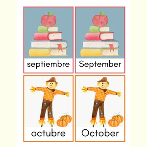 Spanish and English Months of the Year Flashcards With Pictures ...