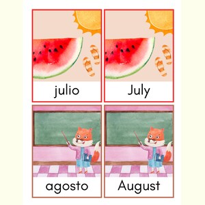 Spanish and English Months of the Year Flashcards With Pictures ...