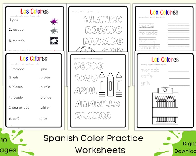 Spanish Color Worksheets Printable, Colors in Spanish Practice ...