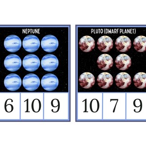 Planets Count and Clip Cards, Solar System Counting Clip Cards ...
