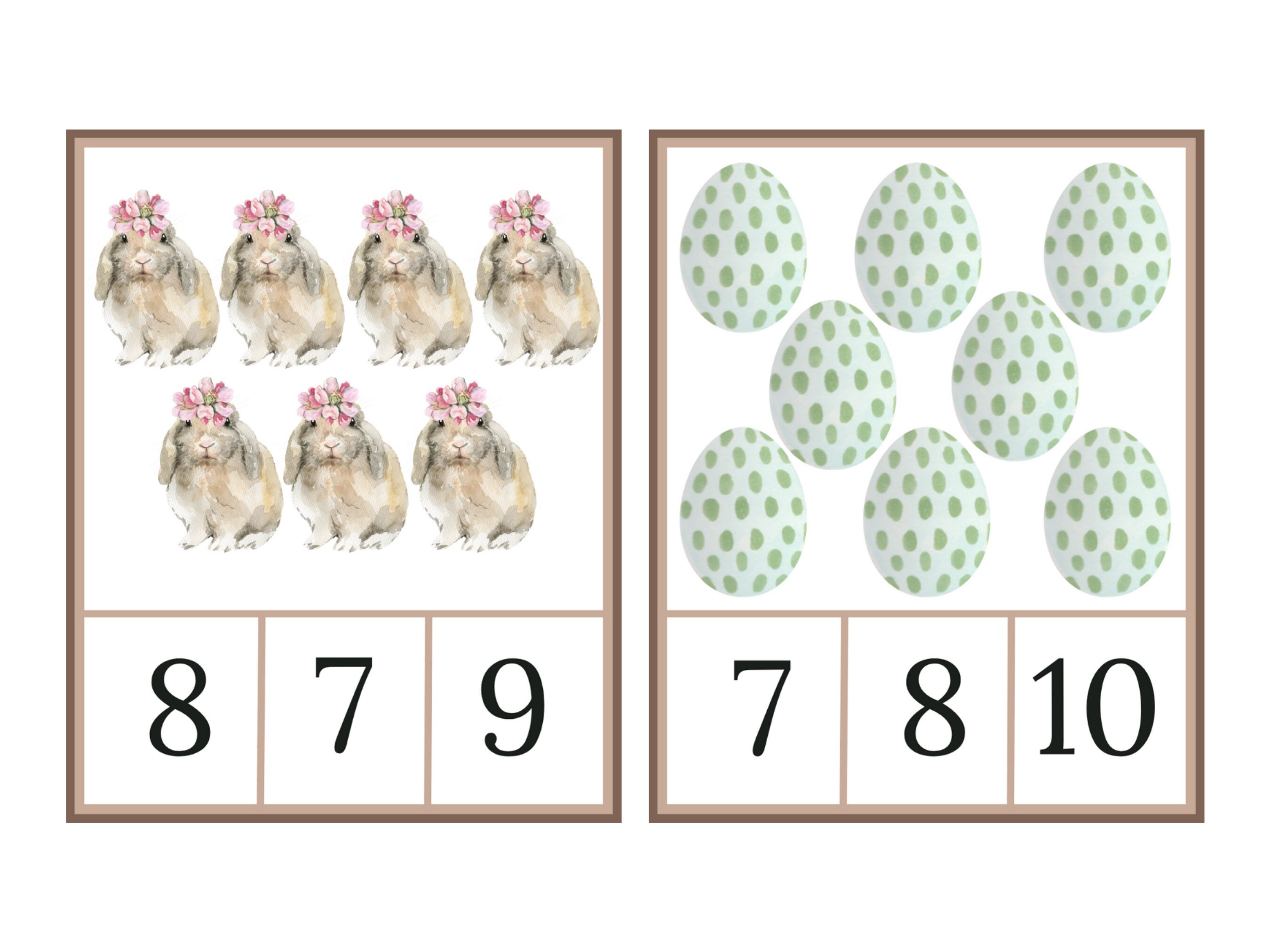 Easter Count and Clip Cards, Easter Bunny and Eggs, Montessori Counting ...