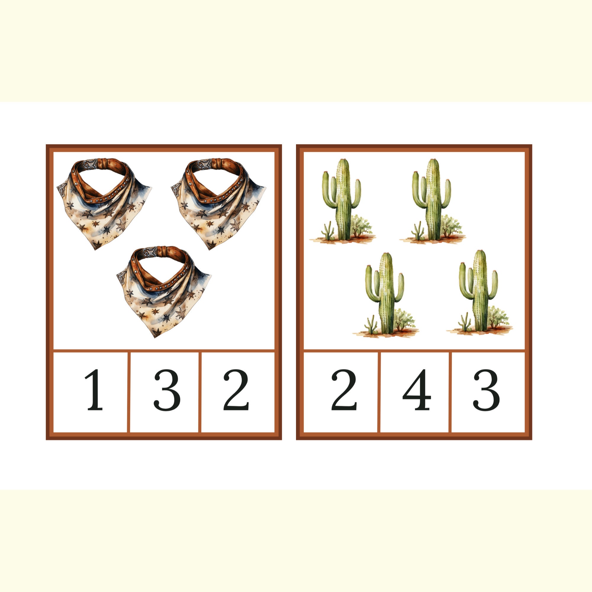 Western Themed Count and Clip Cards, Homeschool and Early Education ...
