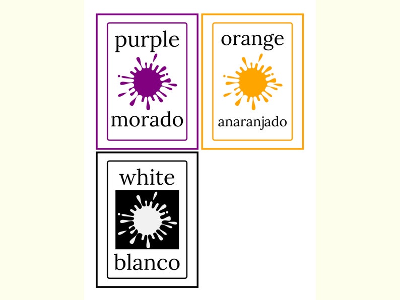 Spanish Color Flashcard Printable, Spanish to English Printable ...