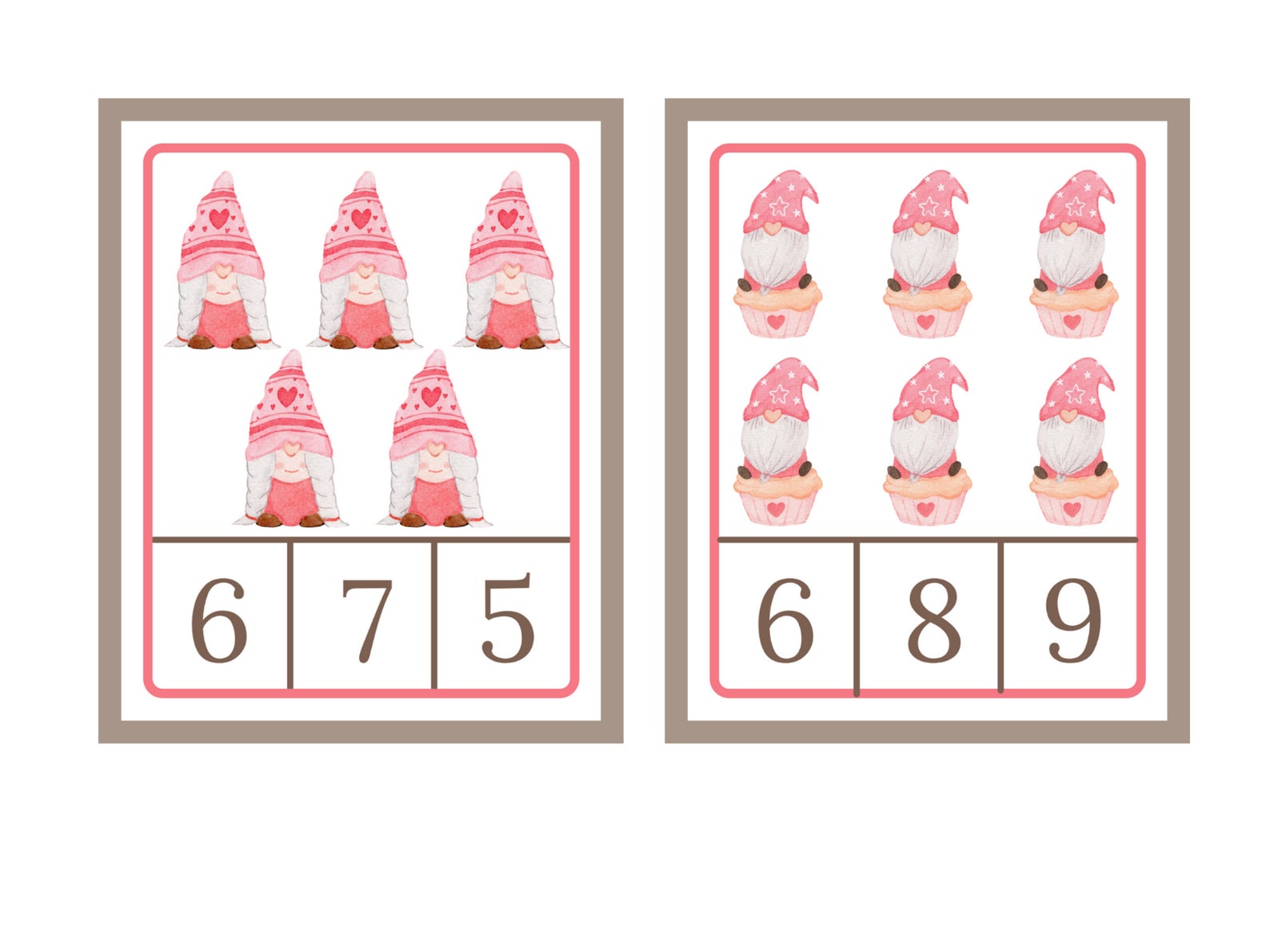 Valentine's Day Gnome Counting Clip Cards, Montessori Counting 1-10 ...