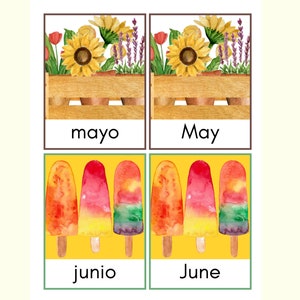 Spanish and English Months of the Year Flashcards With Pictures ...