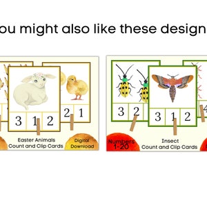 Easter Count and Clip Cards, Easter Bunny and Eggs, Montessori Counting ...