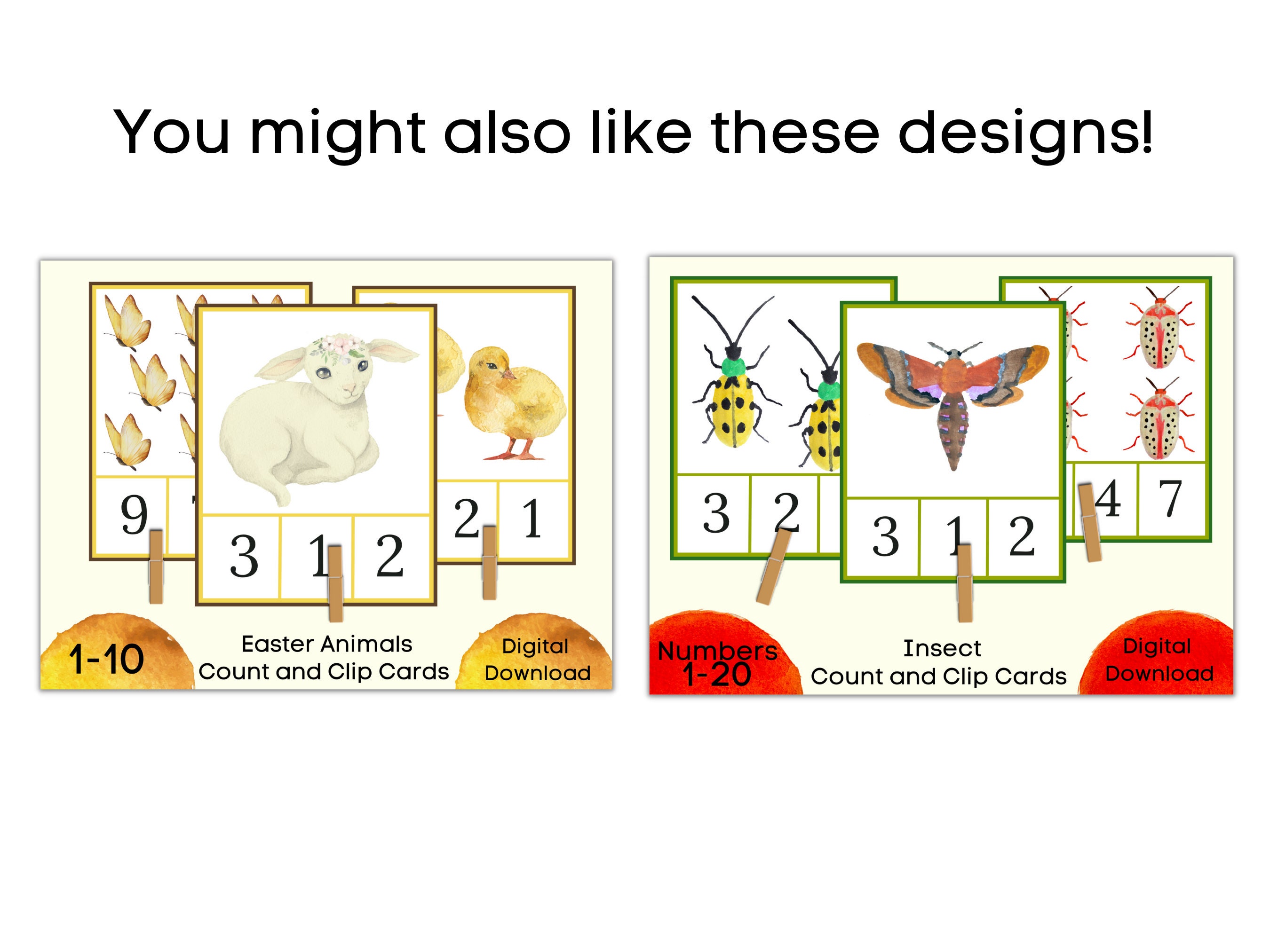 Easter Count and Clip Cards, Easter Bunny and Eggs, Montessori Counting ...
