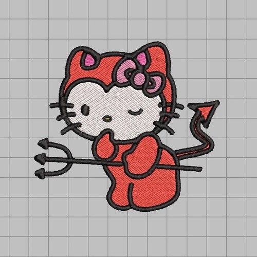 Halloween Devil Kitty Embroidery File - Etsy